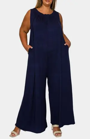 L I V D Olson Pocket Wide Leg Jumpsuit - Navy