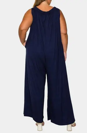 L I V D Olson Pocket Wide Leg Jumpsuit - Navy