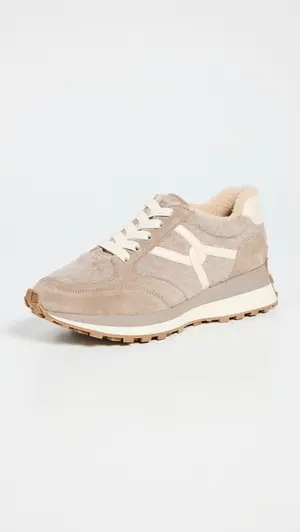 Veronica Beard Valentina Shearling Sneakers - Cobblestone