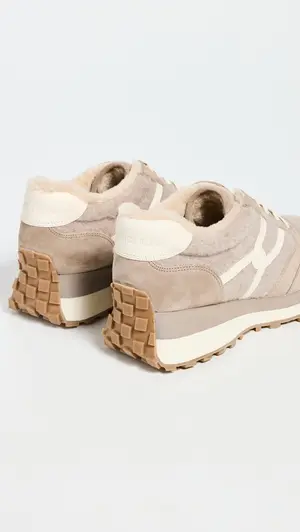 Veronica Beard Valentina Shearling Sneakers - Cobblestone