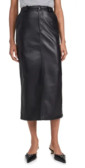 WAYF Faux Leather Cargo Skirt