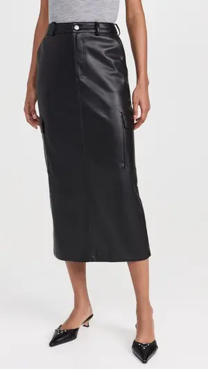 WAYF Faux Leather Cargo Skirt