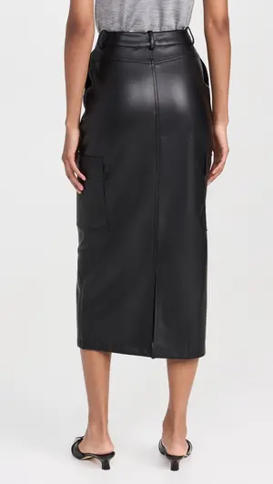 WAYF Faux Leather Cargo Skirt
