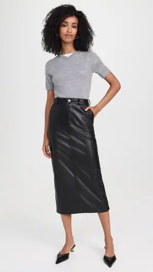 WAYF Faux Leather Cargo Skirt