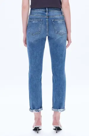 BAYEAS High Rise Distressed Relaxed Boyfriend Jeans - Midnight Thunder