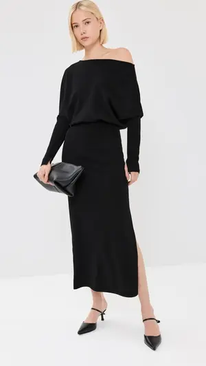 Simkhai Janese Off Shoulder Midi Dress - Black