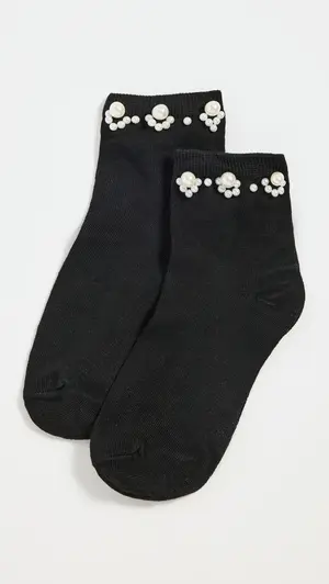 STEMS Pearl Embellished Crew Socks