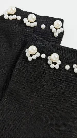 STEMS Pearl Embellished Crew Socks