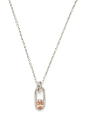 Lady Grey Cubic Zirconia Link Pendant Necklace - Silver/ Peach