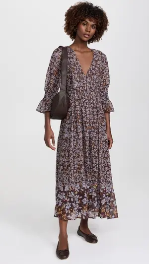 O.P.T Millie Floral Print Midi Dress