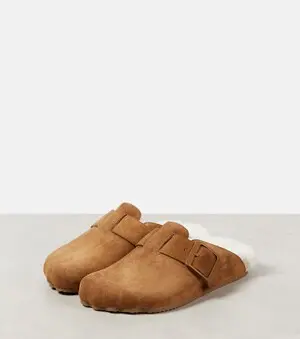Balenciaga Sunday Shearling-lined Suede Mules
