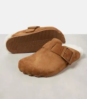 Balenciaga Sunday Shearling-lined Suede Mules - Beige