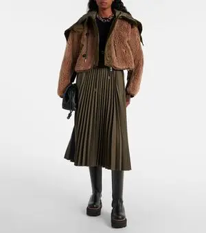 Sacai Twill-trimmed Faux Fur Jacket