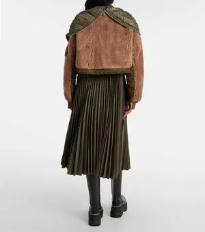 Sacai Twill-trimmed Faux Fur Jacket