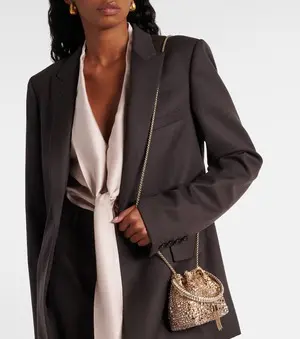 JIMMY CHOO Bon Bon Micro Embellished Bucket Bag - Gold