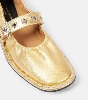 Stella McCartney Falabella Metallic Mary Jane Flats - Gold