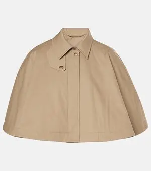 Chloé Cropped Cotton Gabardine Cape - Beige