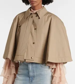 Chloé Cropped Cotton Gabardine Cape