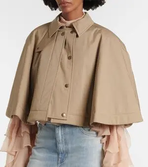 Chloé Cropped Cotton Gabardine Cape