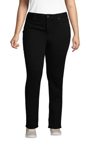 LANDS' END Lands' End Mid-Rise Straight-Leg Jeans Black