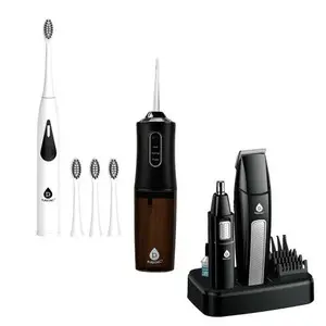 PURSONIC Mario Lopez Ultimate Grooming & Oral Care Bundle Grooming Kit, Triple-head Electric Tooth Wizard - Black