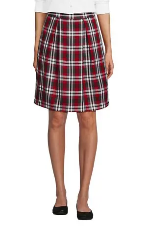 LANDS' END Plaid Skort Top Of Knee - Red/graphite Plaid