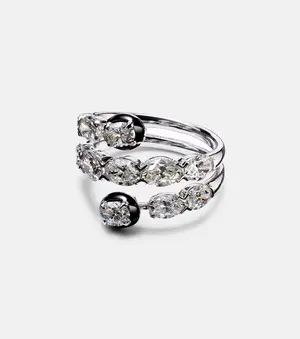 KAMYEN 18kt White Gold And Enamel Ring With Diamonds - Silver