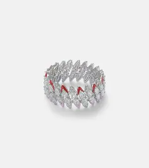 KAMYEN 18kt White Gold And Diamond Ring With Enamel Accents - Silver