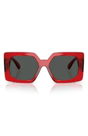 Versace Versace 55mm Square Sunglasses Transparent Red