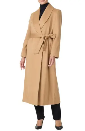 Sofia Cashmere Wrap Coat - Camel