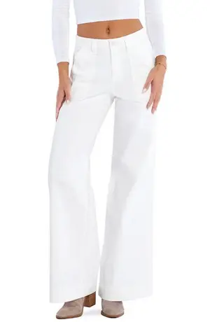 WASH LAB DENIM Elodie Wide-leg Carpenter Jeans - Creme
