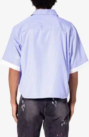 Mnml Layered Stripe Cotton Button-up Shirt