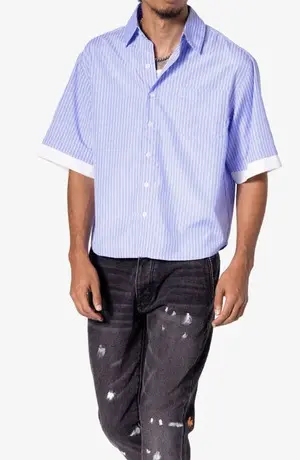 Mnml Layered Stripe Cotton Button-up Shirt