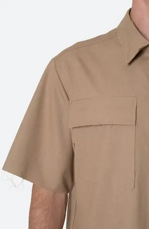 Mnml Oversize Crop Short Sleeve Button-up Shirt