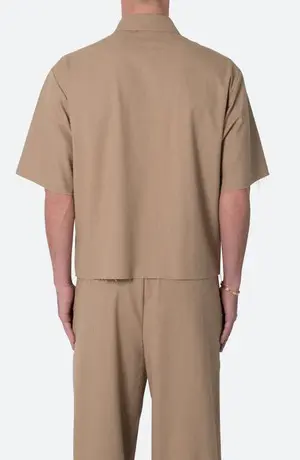 Mnml Oversize Crop Short Sleeve Button-up Shirt