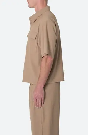 Mnml Oversize Crop Short Sleeve Button-up Shirt