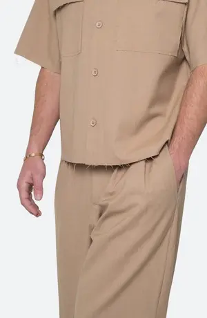 Mnml Oversize Crop Short Sleeve Button-up Shirt