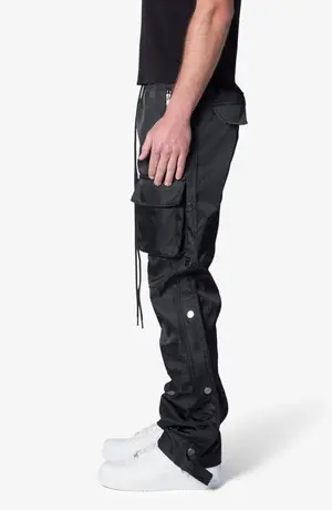 Mnml Side Snap Nylon Cargo Pants - Black