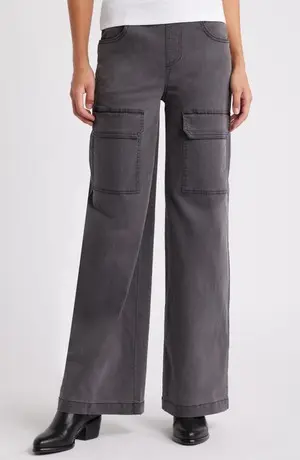 Hue Wide Leg Denim Cargo Pants