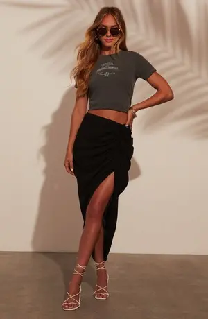 VICI Nicoletta Ruched Midi Skirt