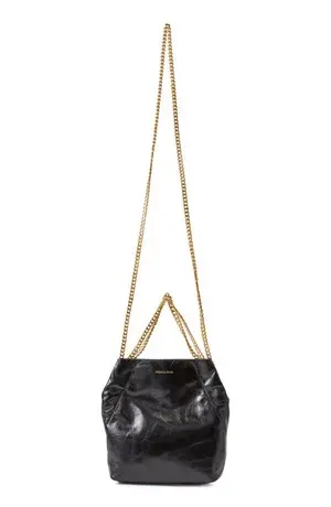Veronica Beard Small Slouch Metallic Leather Shoulder Bag - Black
