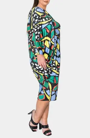 L I V D Charm One-shoulder Printed Midi Dress