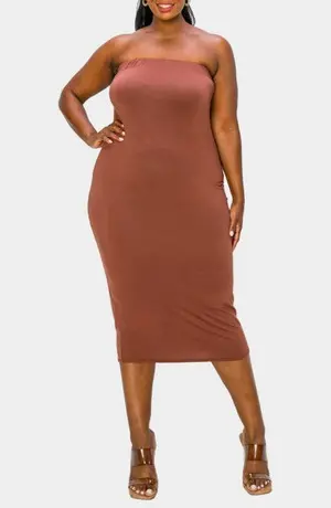 L I V D L I V D Willow Strapless Jersey Dress Toffee