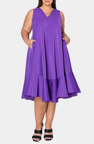 L I V D Simone Pocket Stretch Sleeveless A-line Dress - Purple