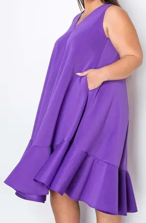 L I V D Simone Pocket Stretch Sleeveless A-line Dress - Purple