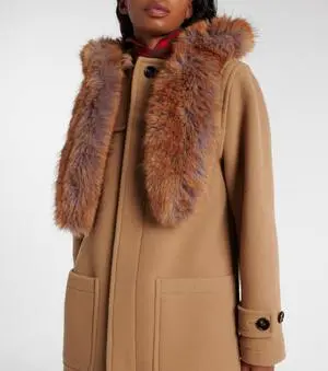Burberry Faux Fur-trimmed Wool Coat