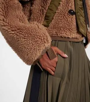 Sacai Faux Fur And Twill Jacket