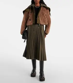 Sacai Faux Fur And Twill Jacket