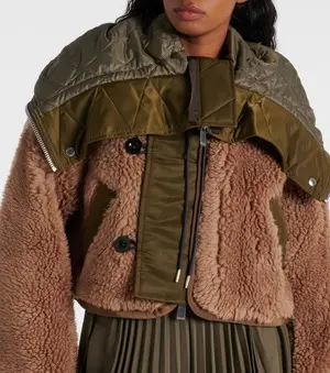Sacai Faux Fur And Twill Jacket