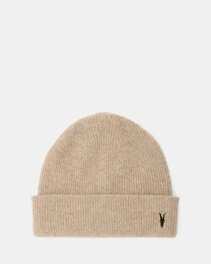 ALLSAINTS AllSaints Bailey Wool Ramskull Beanie Dark Ecru Brown